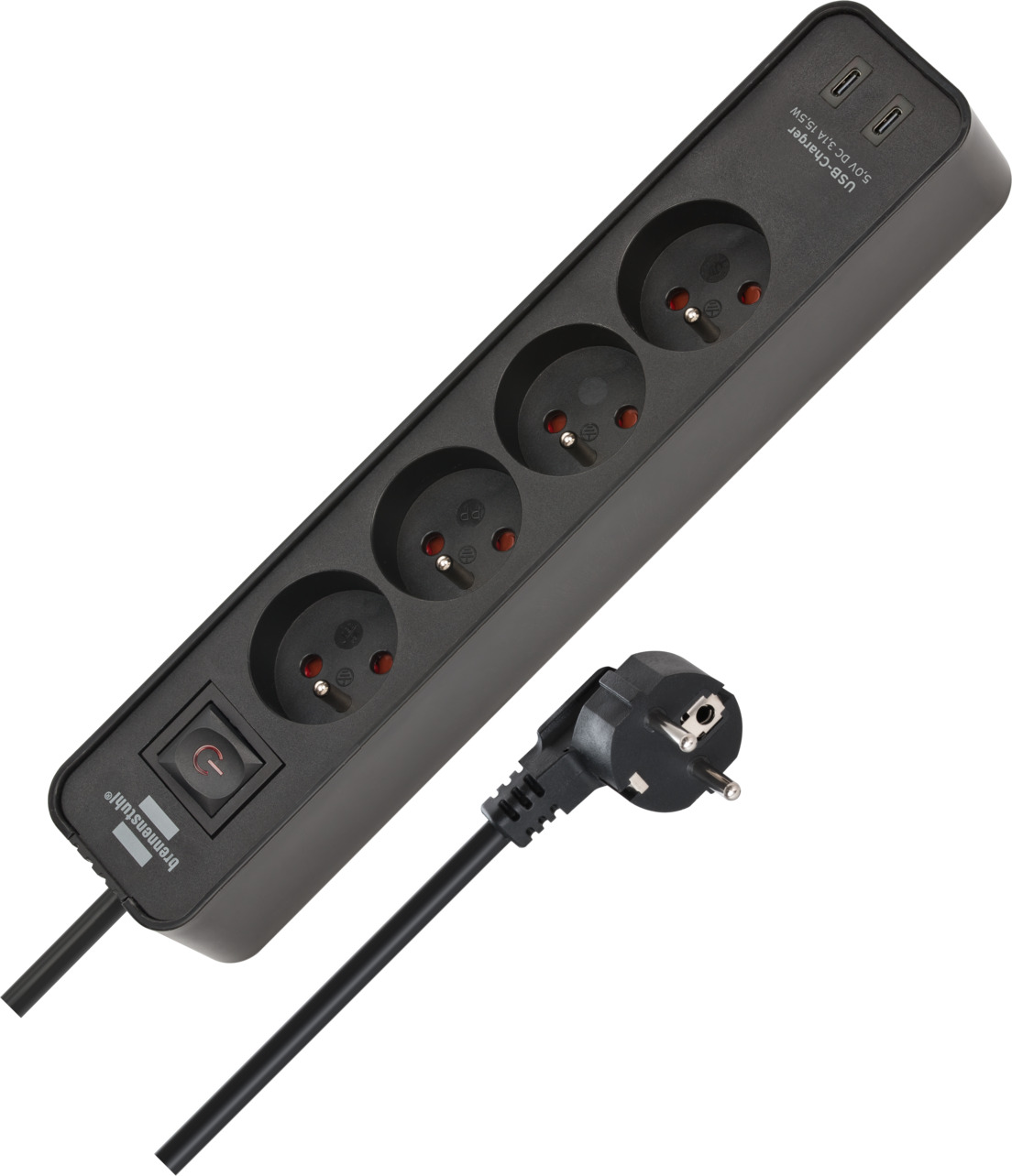 Multiprise Ecolor avec 2 prises de charge USB C 4 prises noir 1,5m ...